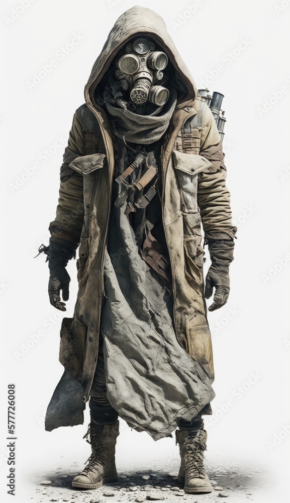 Stalker from wasteland, nuclear war survival human Stock Illustration ...