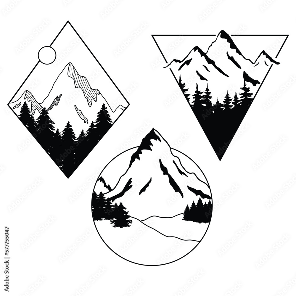 Image vectorielle Stock Geometric mountains svg, mountain svg outline ...