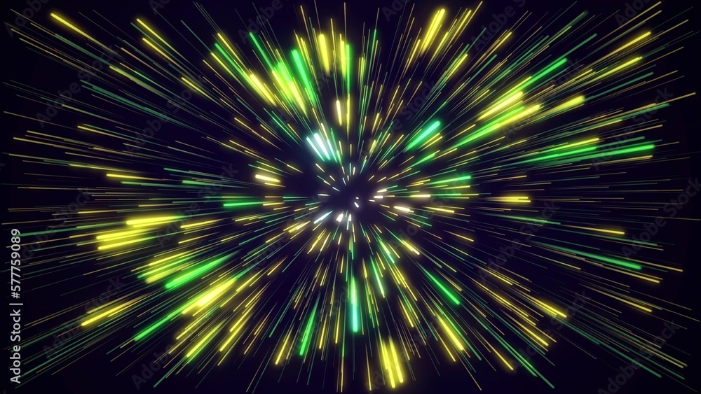 Amazing, beautiful and neon lines move endlessly toward the viewer. An ...