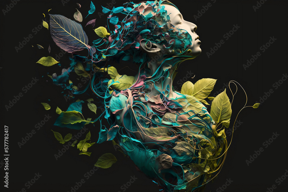 Digital echo concept art of human body created by wires, butterflies ...