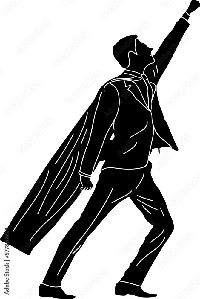 Стоковий вектор Business Man Flying Pose silhouette, flying ...