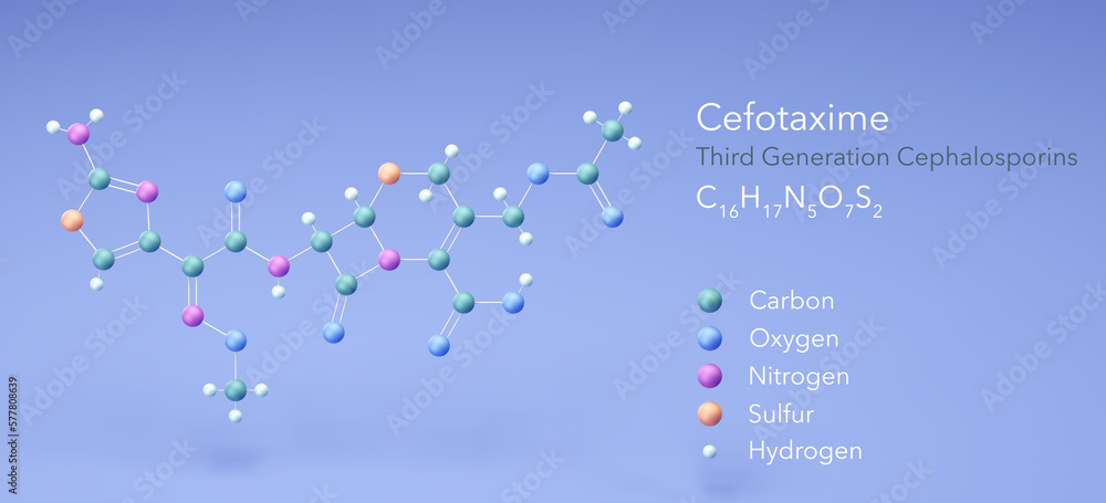 cefotaxime molecule, molecular structures, third generation ...