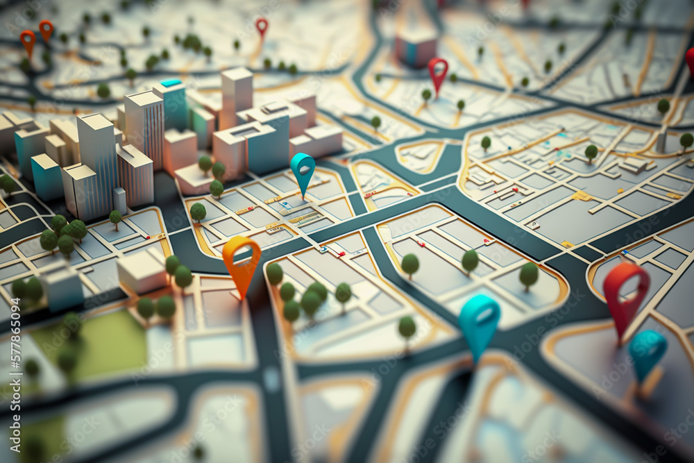 Ilustración de Stock 3d city map with 3d pointers location, gps ...