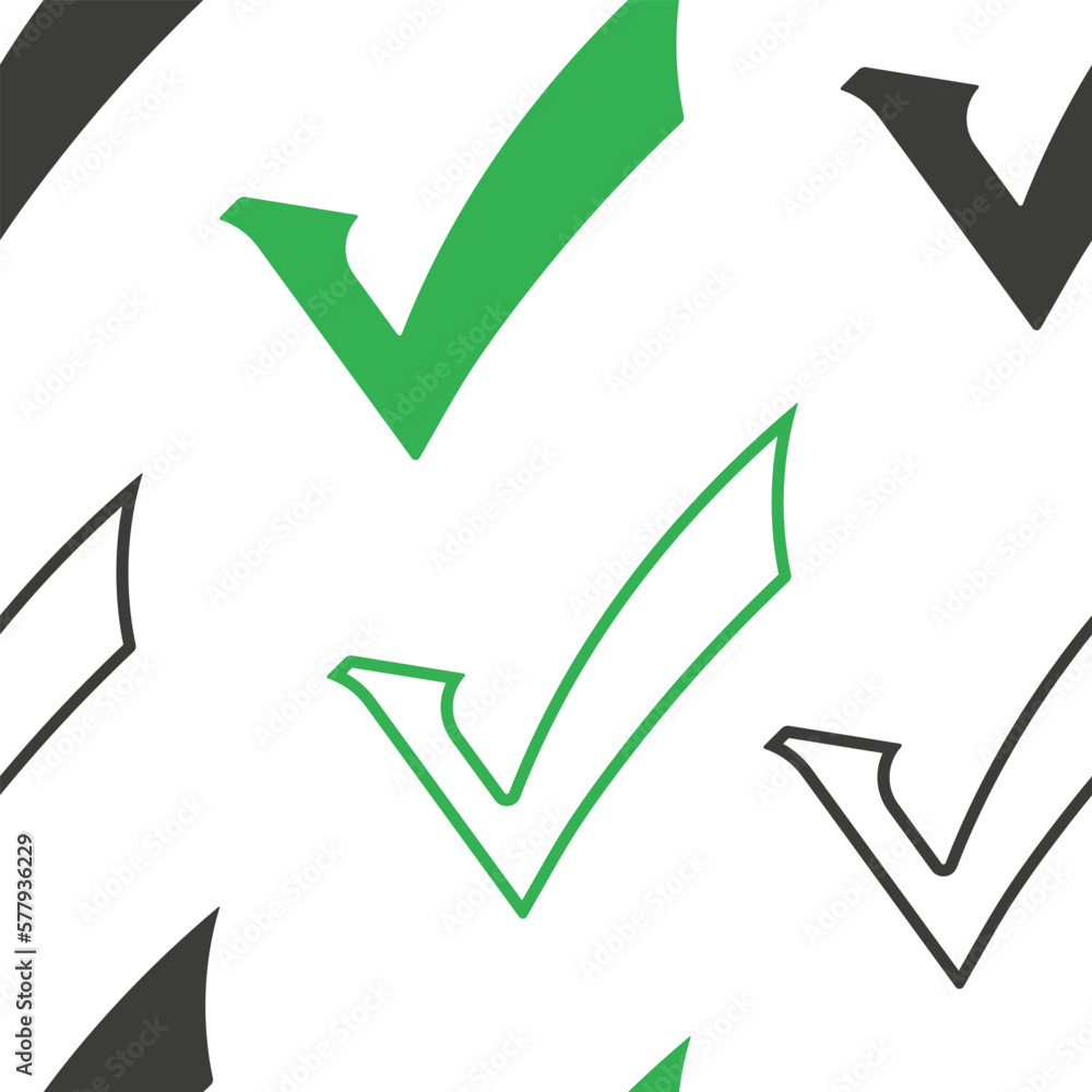 Check mark symbol vector cartoon seamless pattern background for ...