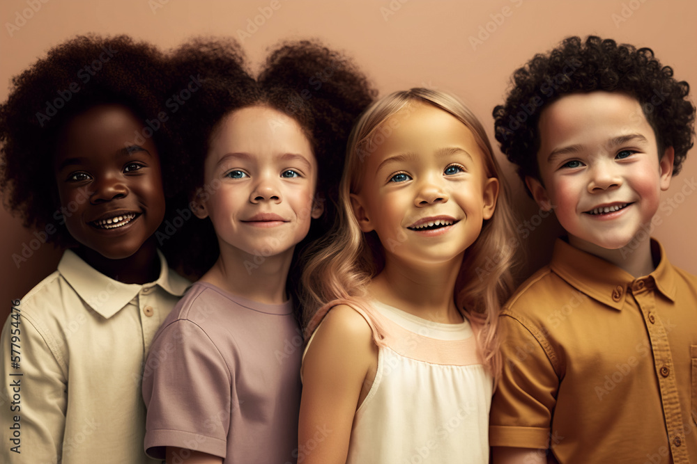 Stock-Illustration „A group of smiling children of different skin tones ...