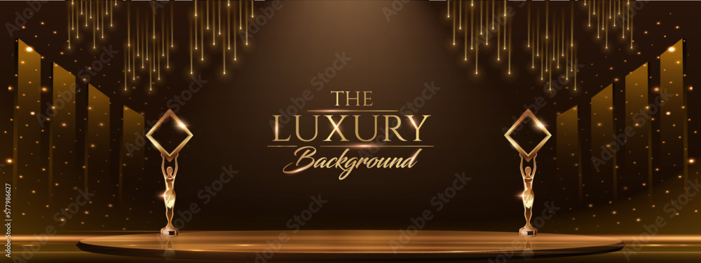 Golden Stage Spotlights Royal Awards Graphics Background. Lights ...