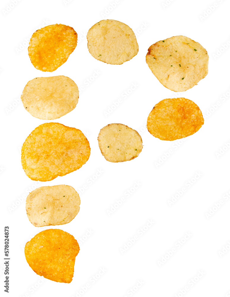 Letter P made of potato chips and isolated on png transparent ...