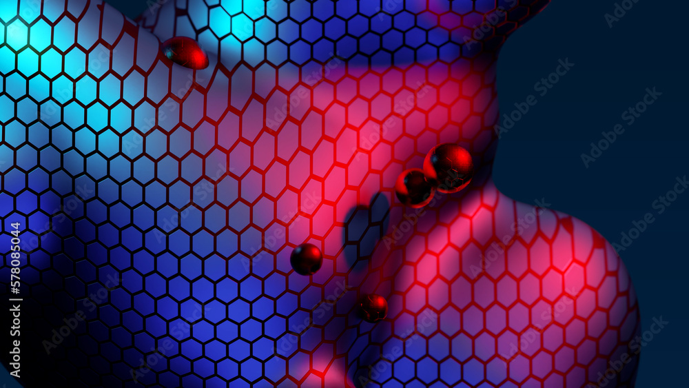 Abstract neon multicolored metaball with scale reptile texture meta ...