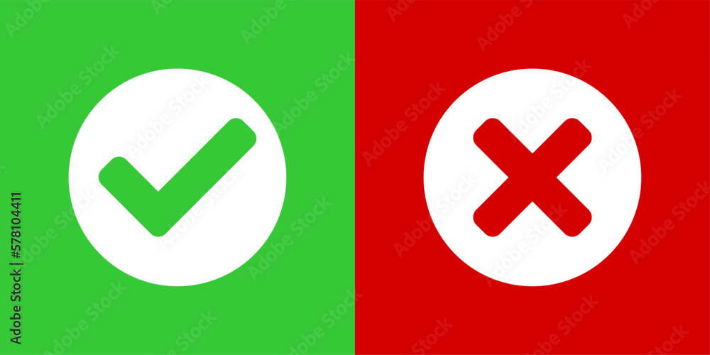 Yes and No or Right and Wrong or Approved and Declined Icons with Check ...