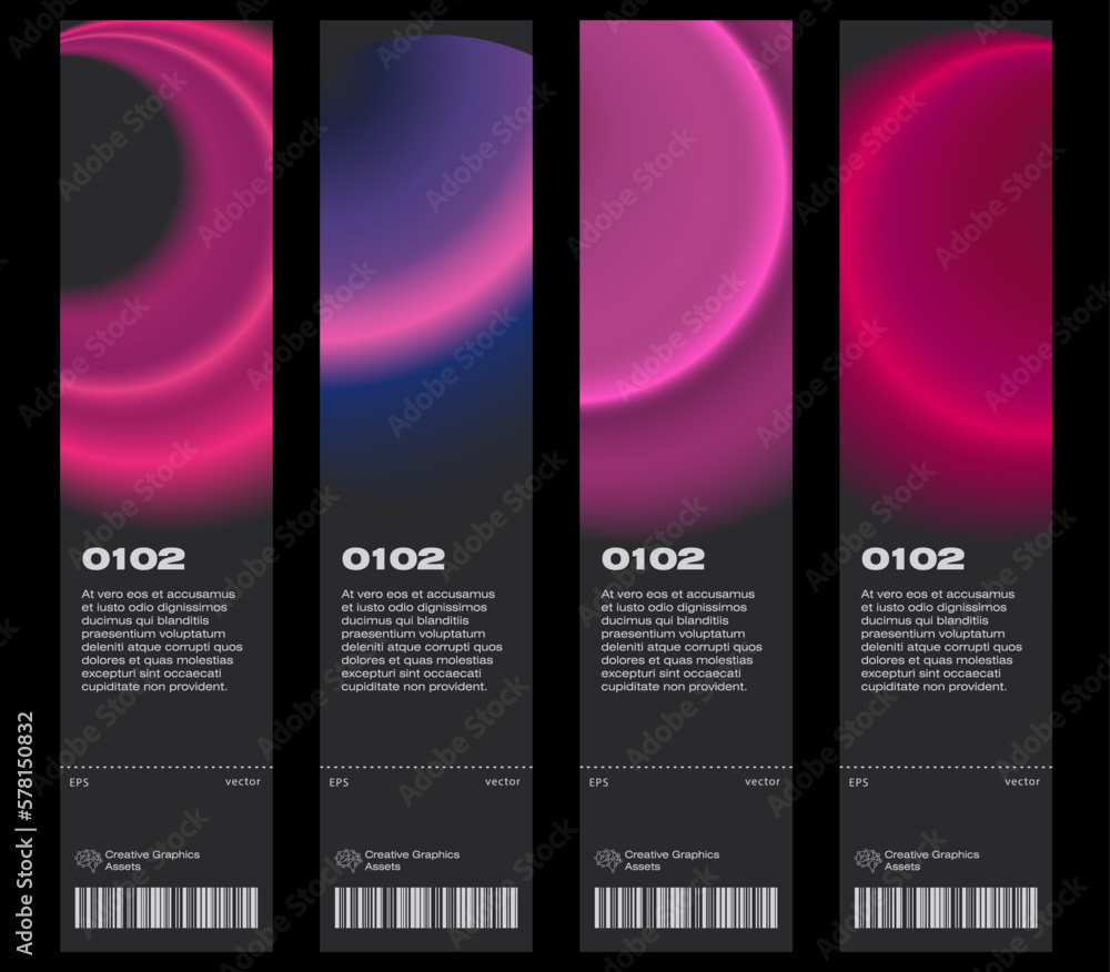 Gradient aesthetic art modern ticket design collection. Template set ...