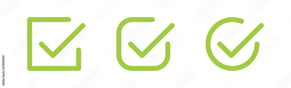 check box icon with correct, accept checkmark icons green tick box, check list circle frame ...