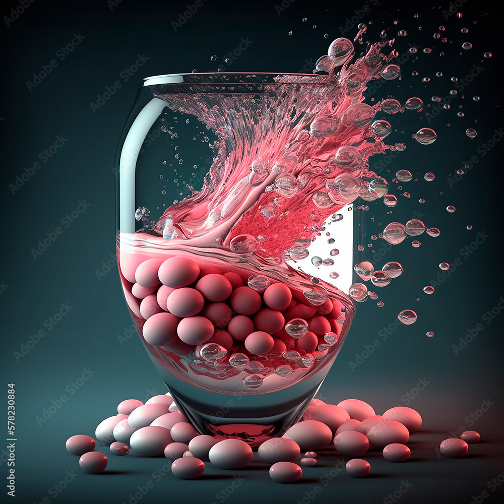 generative ai illustration of A group of antibiotic pill capsules ...
