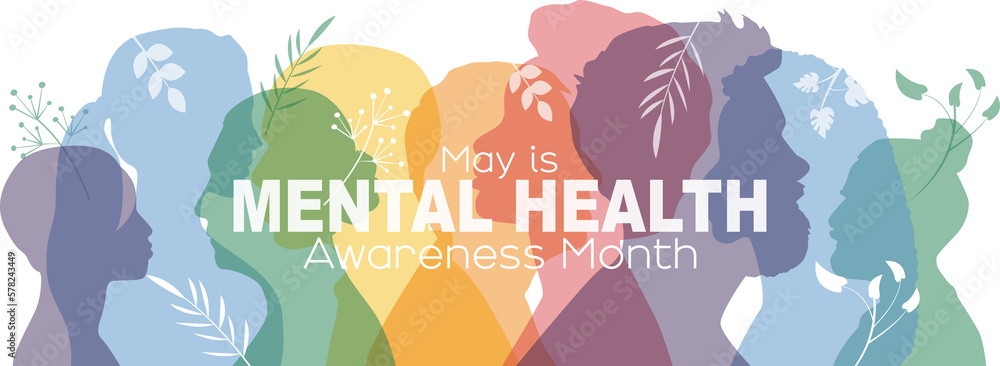 May is Mental Health Awareness Month banner. Transparent background ...