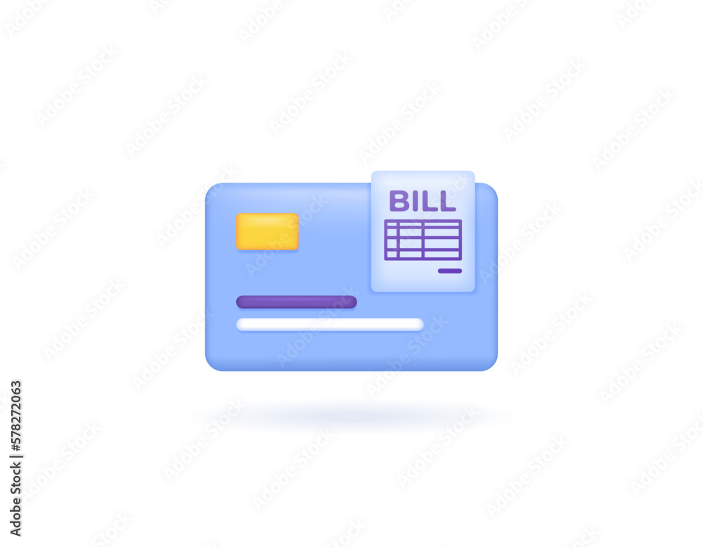 Vetor credit card bills, payment invoices, payout transaction methods ...