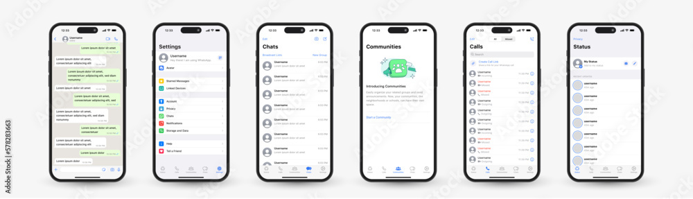 Vector de Stock WhatsApp mockup social media interface template , whatsapp chat message with ...