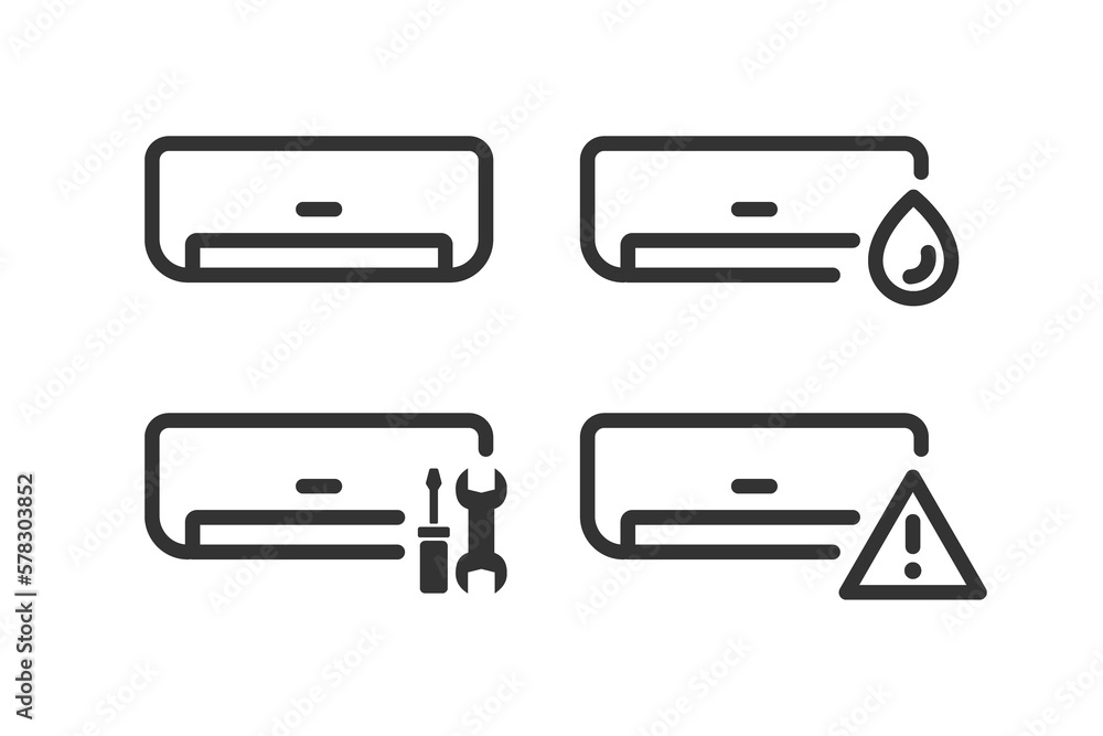 Air conditioner icon set on light background. Icons for business, ui ...