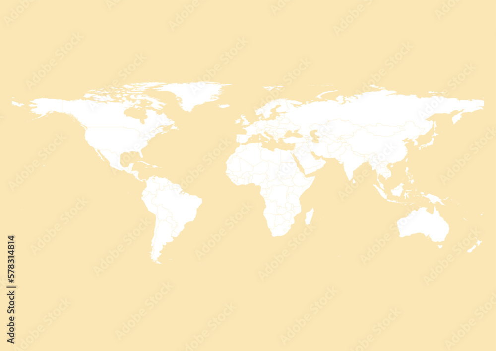 Vector world map - with Banana Mania color borders on background in ...