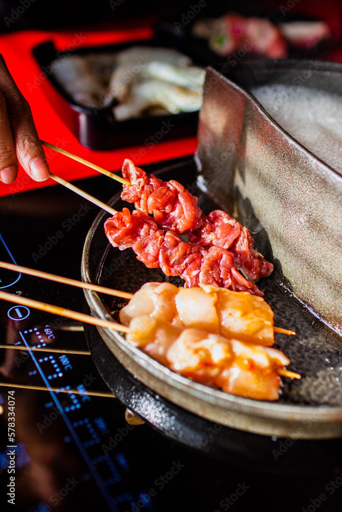 Buffet barbeque seafood, beef and pork, grilled, all you can eat ...