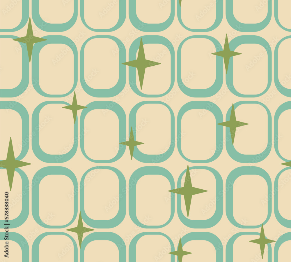 Retro Vector Abstract Atomic Era Seamless Pattern. 1950s 1960s 1970s ...