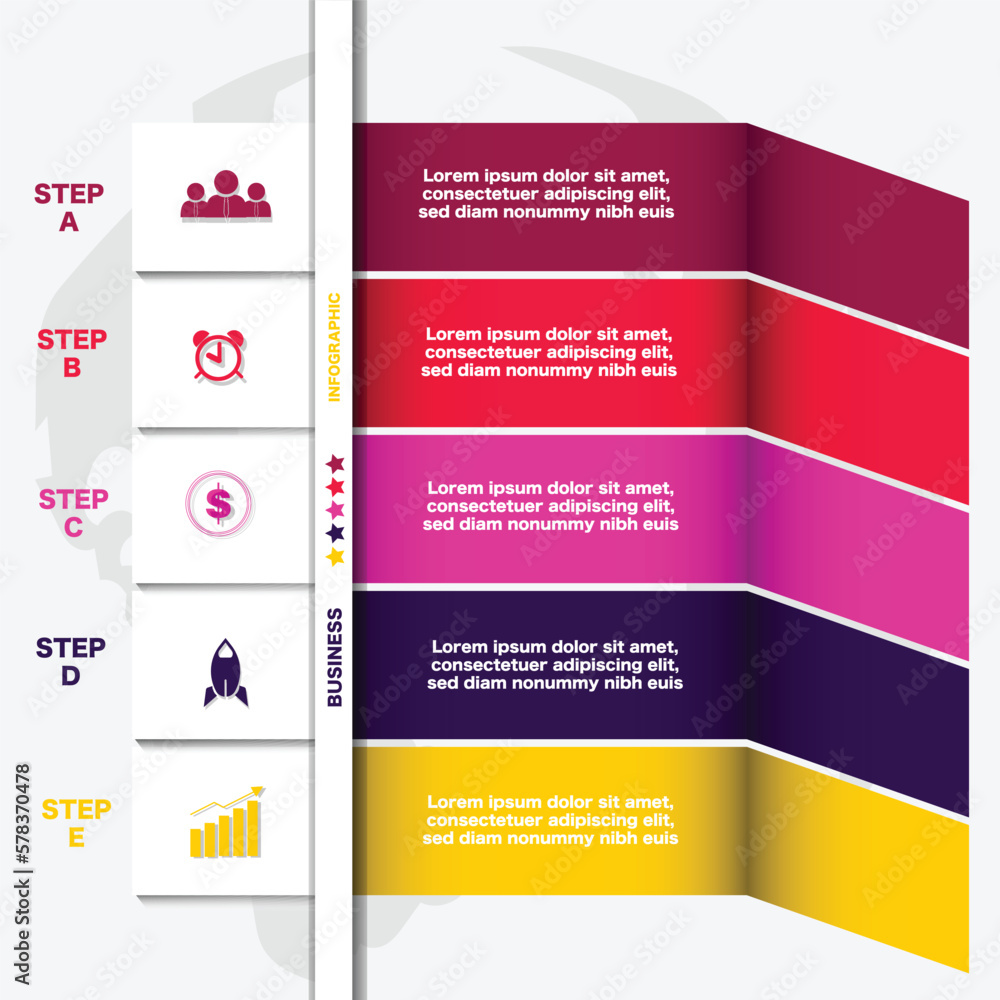 Business process graph, step to success diagram and chart illustration ...