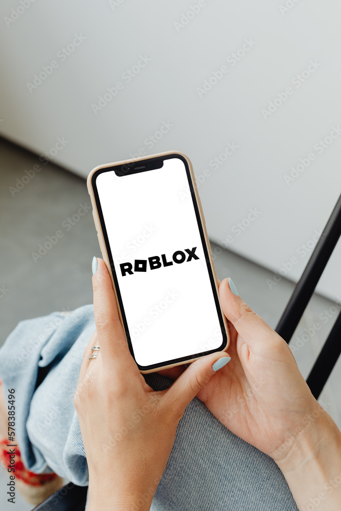 Mobile phone with the Roblox Logo on the screen Stock Photo | Adobe Stock