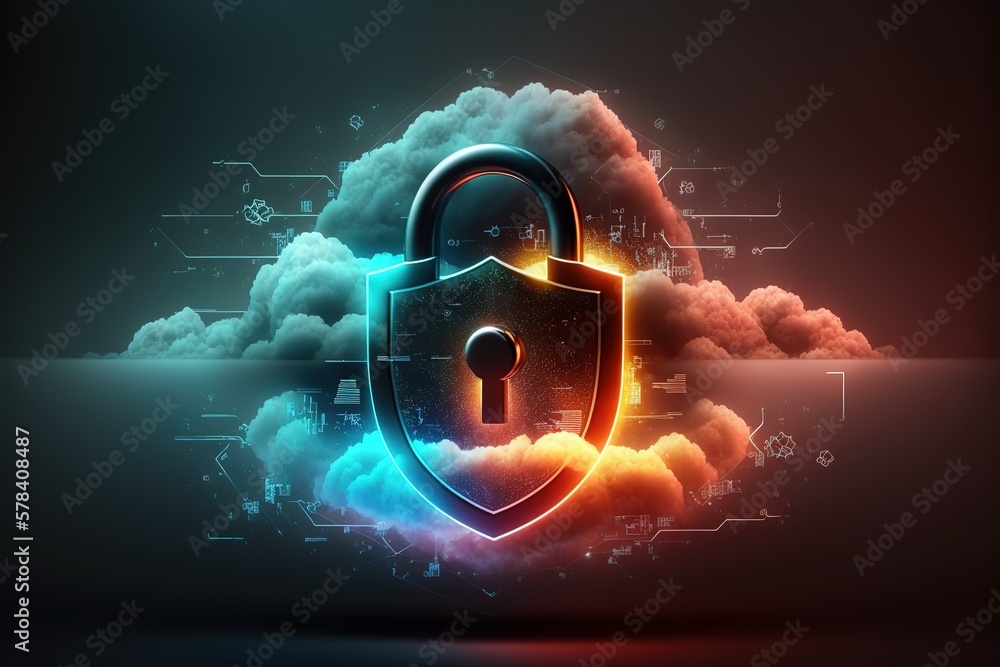 Cyber Security Data Protection Cyberattacks Concept On Blue Background Database Security