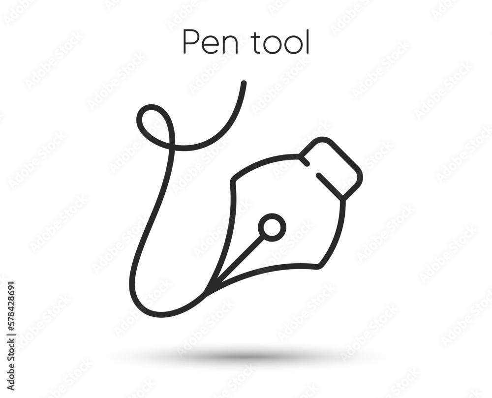 Curvature tool line icon. Pen writing instrument sign. Anchor point ...