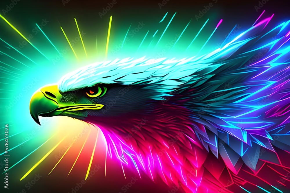 Abstract Neon Light Eagle, Artwork Design, Digital Art, Wallpaper ...