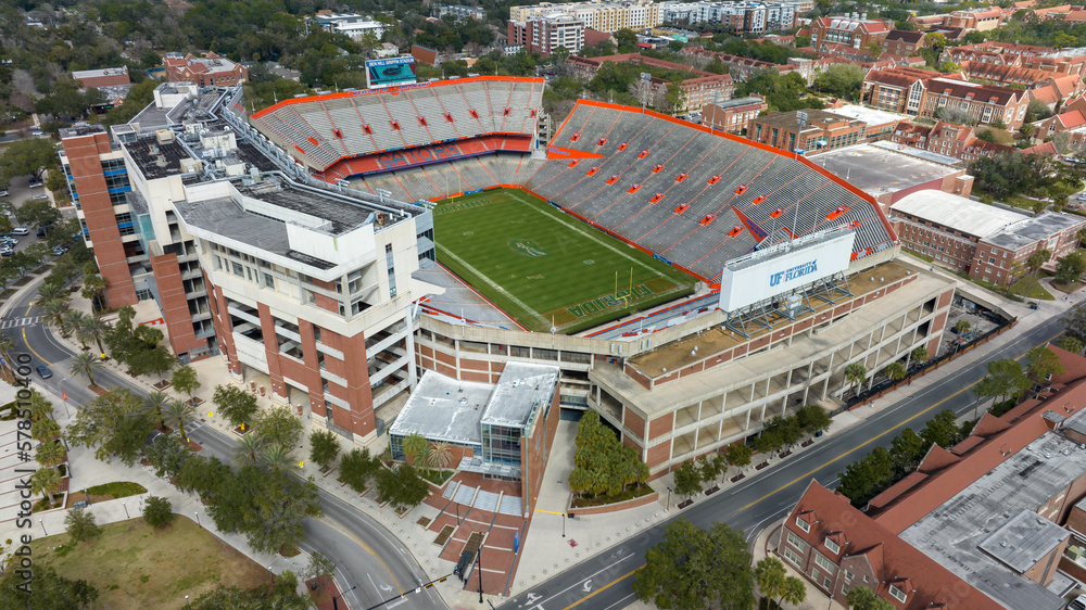 Aerial view of Ben Hill Griffin Stadium, popularly known as "The Swamp ...