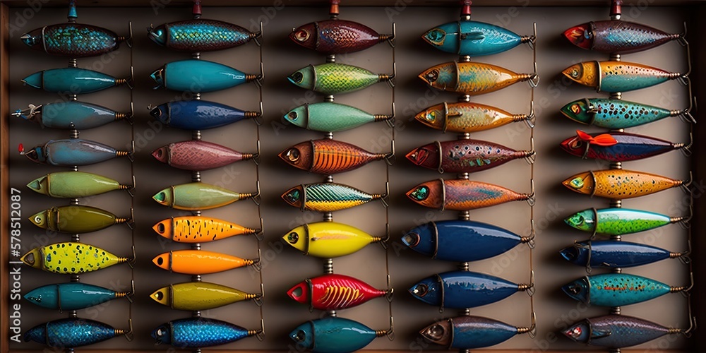 Array of custom made fishing lures each one unique and designed to ...