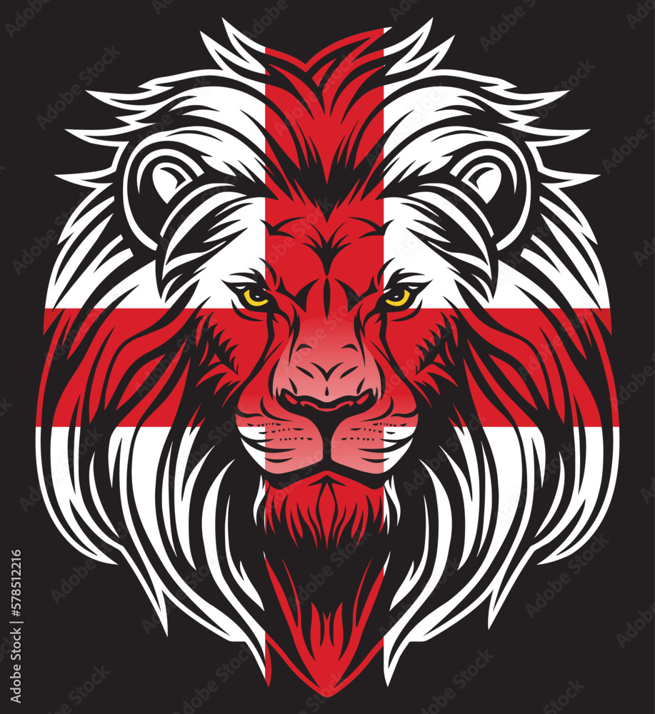 Lion head and england flag front view eps vector art image illustration ...