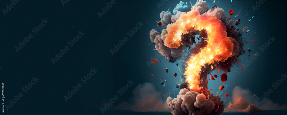 Ilustración de Stock Explosive and on fire question mark, challenge and ...