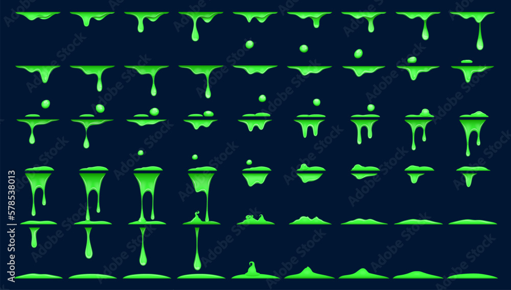 Стоковий вектор Green slime animation. Animated sprite sheets with ...