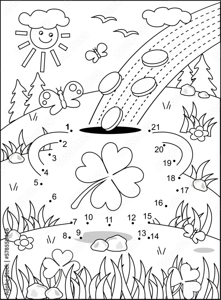 St. Patrick's Day dot-to-dot hidden picture puzzle and coloring page ...