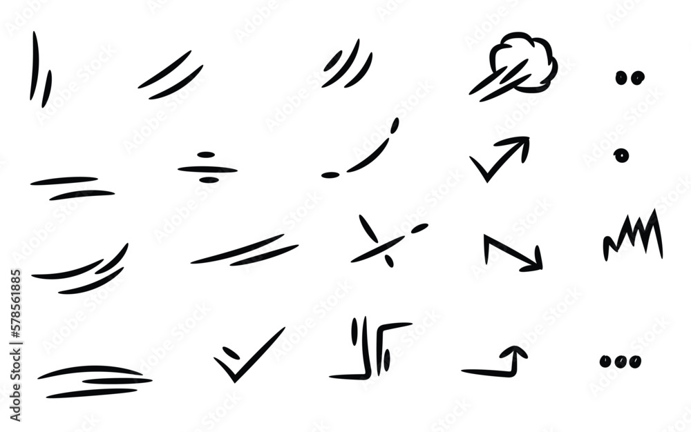 Vector set of hand-drawn cute cartoony expression sign doodle line ...