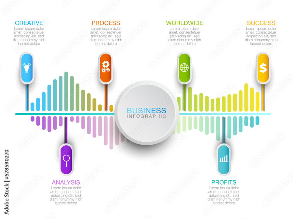 Business process infographic timeline in 6 steps. Concept for content ...