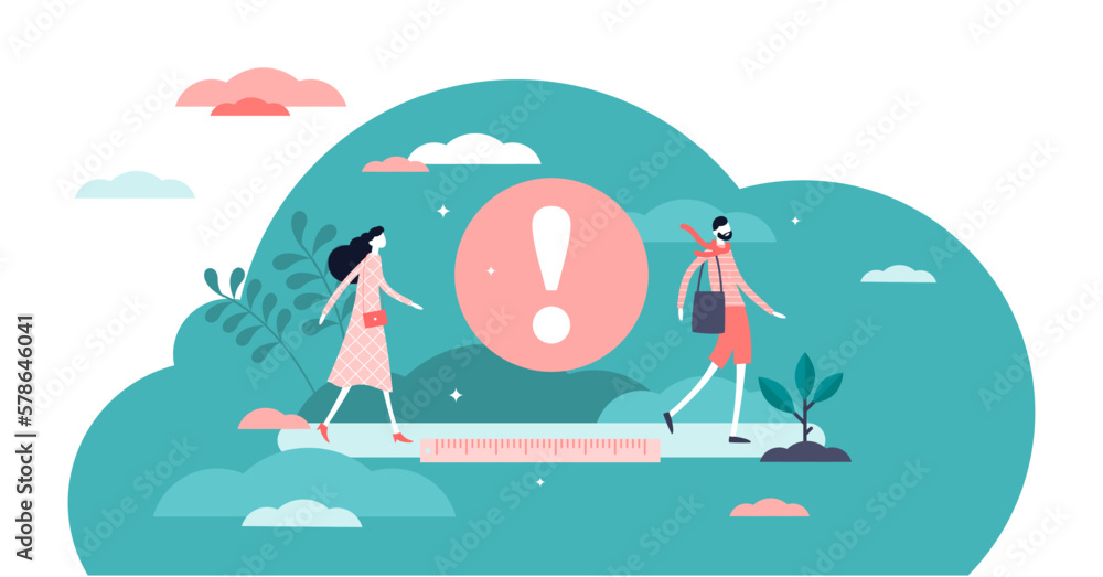 Vector de Stock Social distancing concept, tiny persons illustration ...