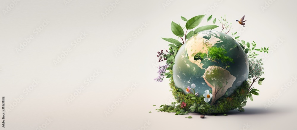 Earth day concept on white background, World environment day ...