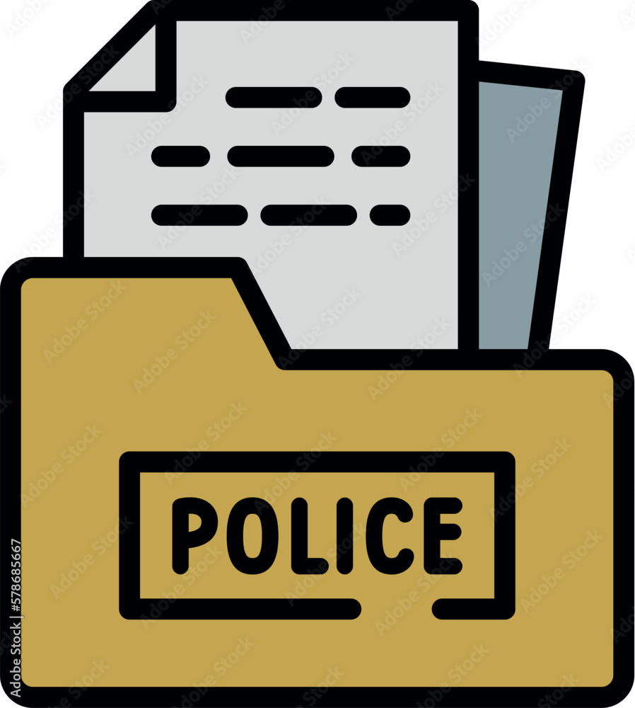 Police folder icon outline vector. Evidence guard. Justice station ...