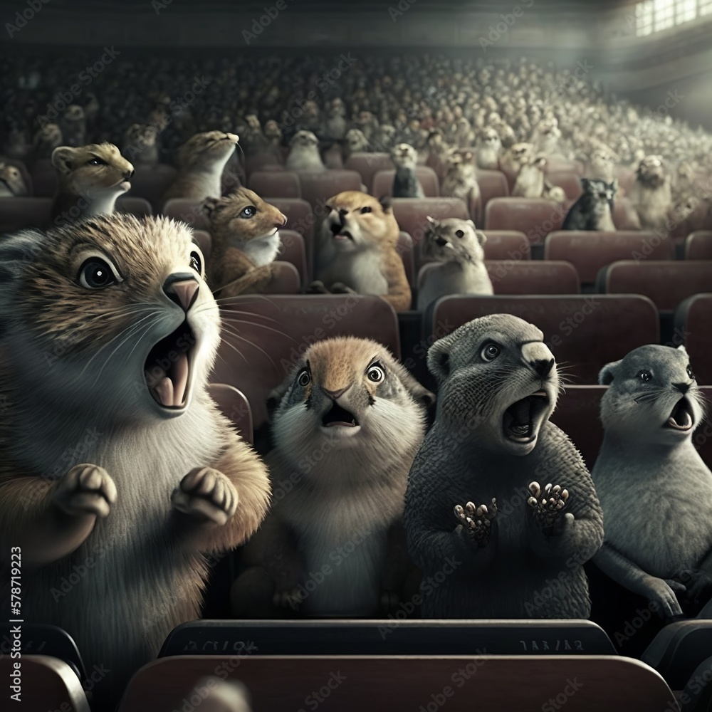 animals are cheering on a match in the auditorium they protest meeting ...
