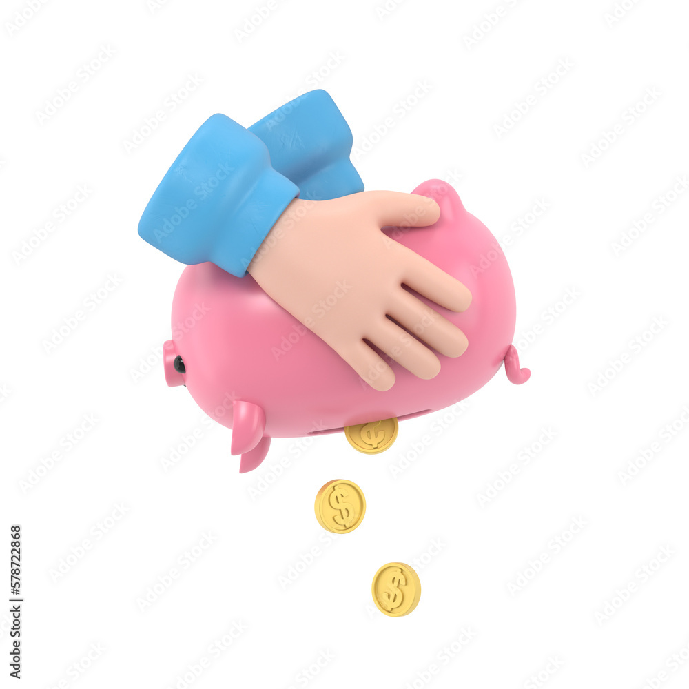 Transparent Backgrounds Mock-up.Human in hands shaking piggy bank. Fall ...