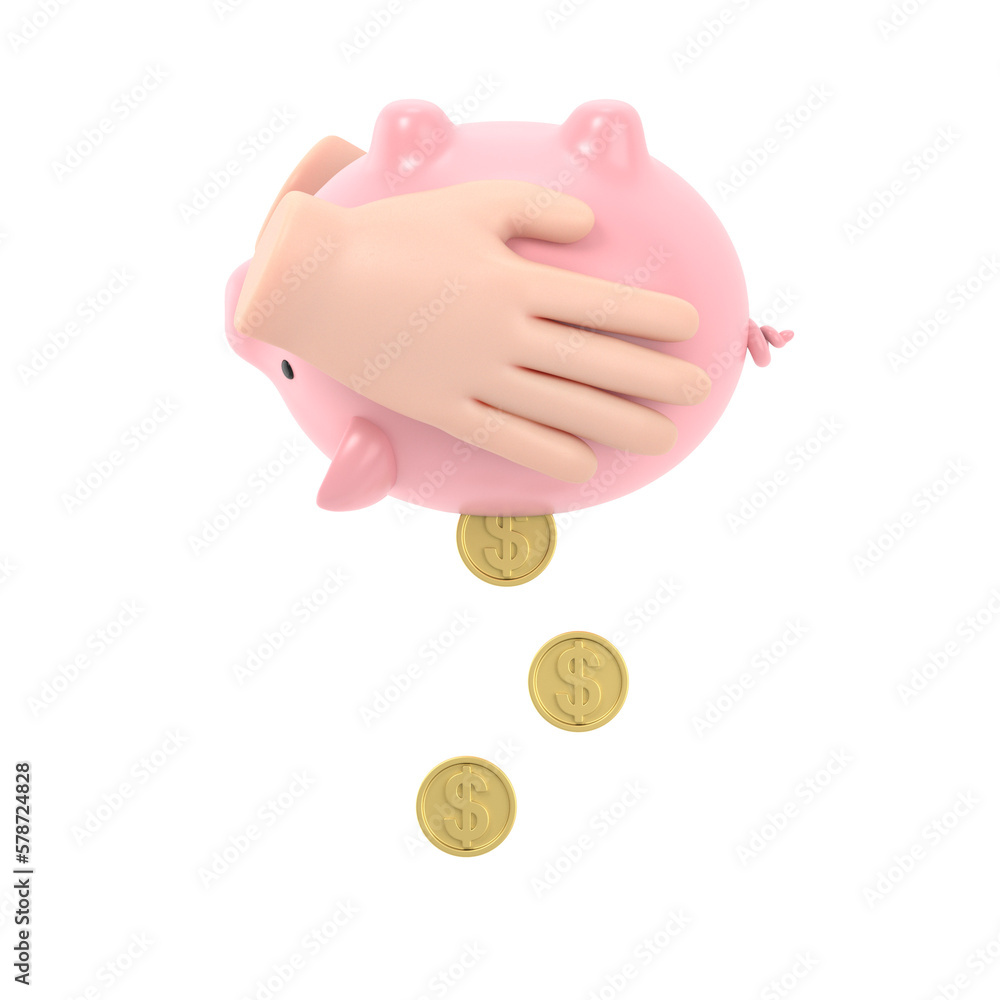 Transparent Backgrounds Mock-up.Human in hands shaking piggy bank. Fall ...