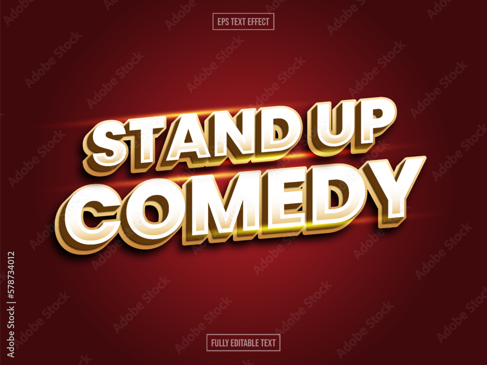 Stand Up Comedy Text Effect Editable Template with Red, White and ...