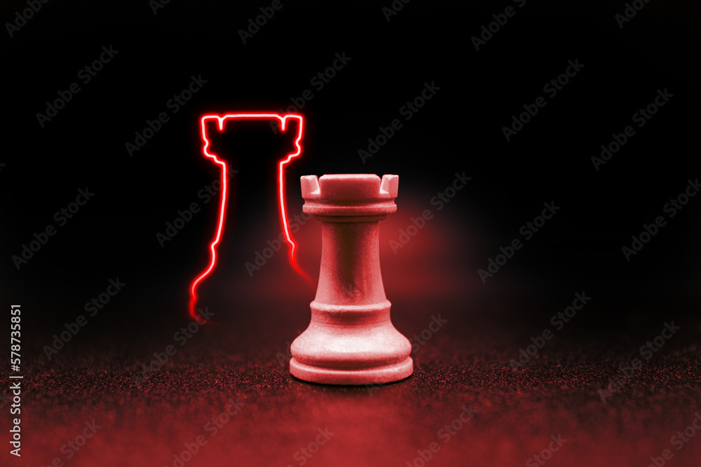 red crimson rook with led in the shape of a rook. close up photo with ...