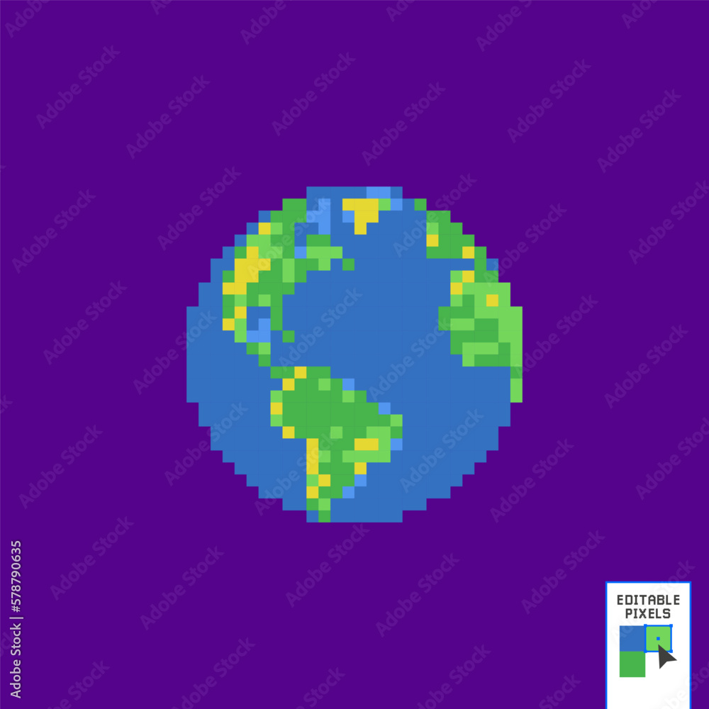 Image vectorielle Stock Pixel art planet earth vector illustration ...
