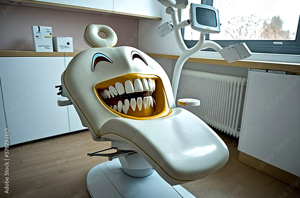 Generative AI illustration of Teeth whitening, happy patient in dental ...