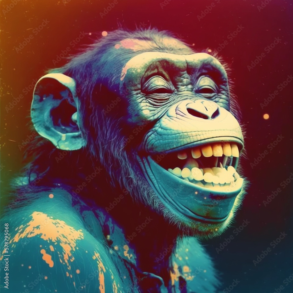 Colorful Chimp, Hyperrealistic Illustration, Insane Graphics, Realistic ...