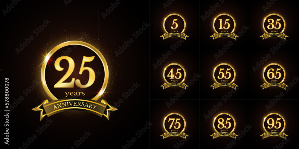 Anniversary number logotype label badge template. Premium anniversary ...