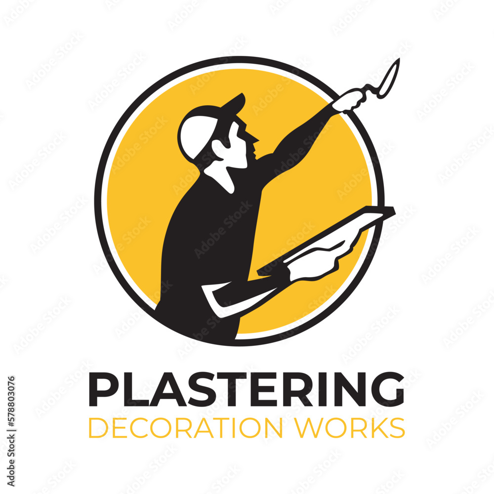 Vector set of plastering finishing company logos Stock Vector | Adobe Stock