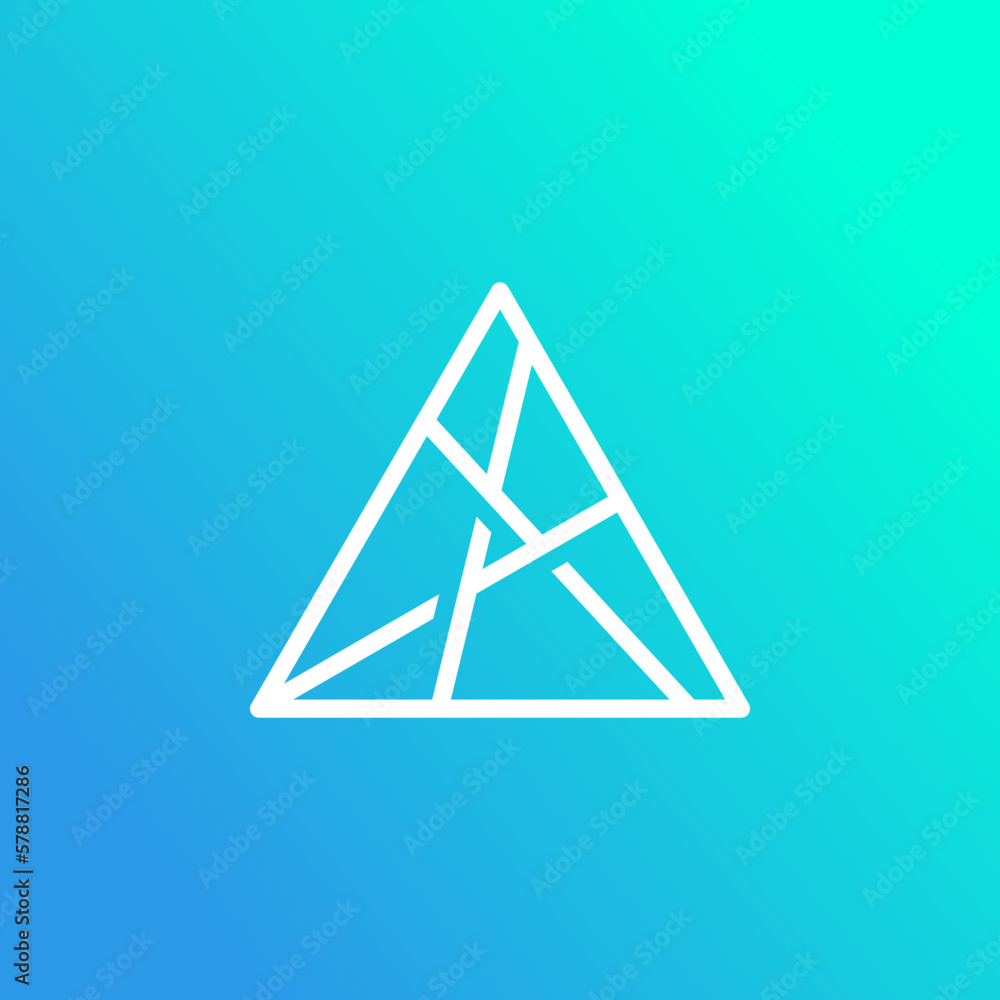 Triangle Logo Symbol Brand Icon Design Pyramid Line Art Outline Stroke ...